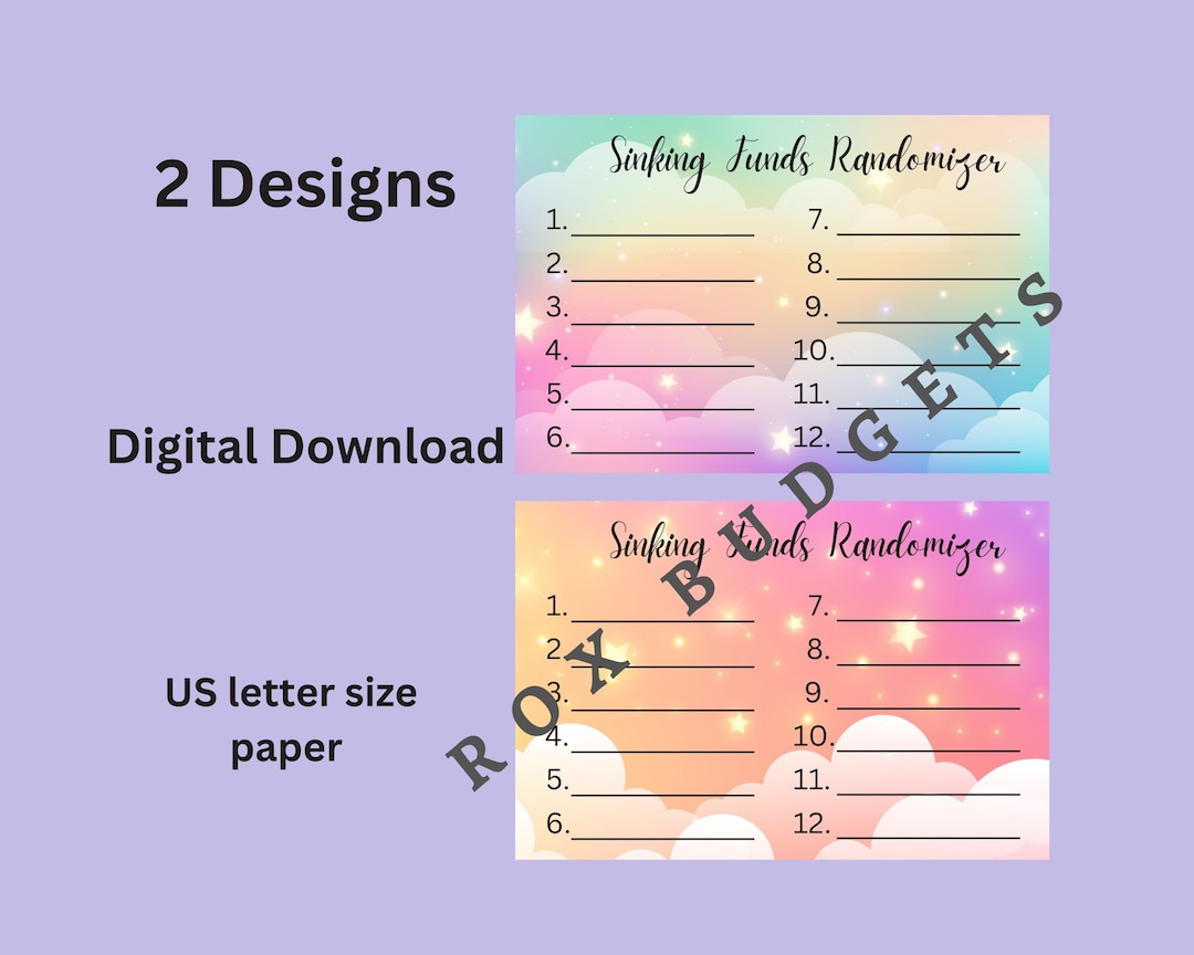Set of 2 Rainbow Sinking Funds Randomizer + FREE IOU Slips| Digital ...