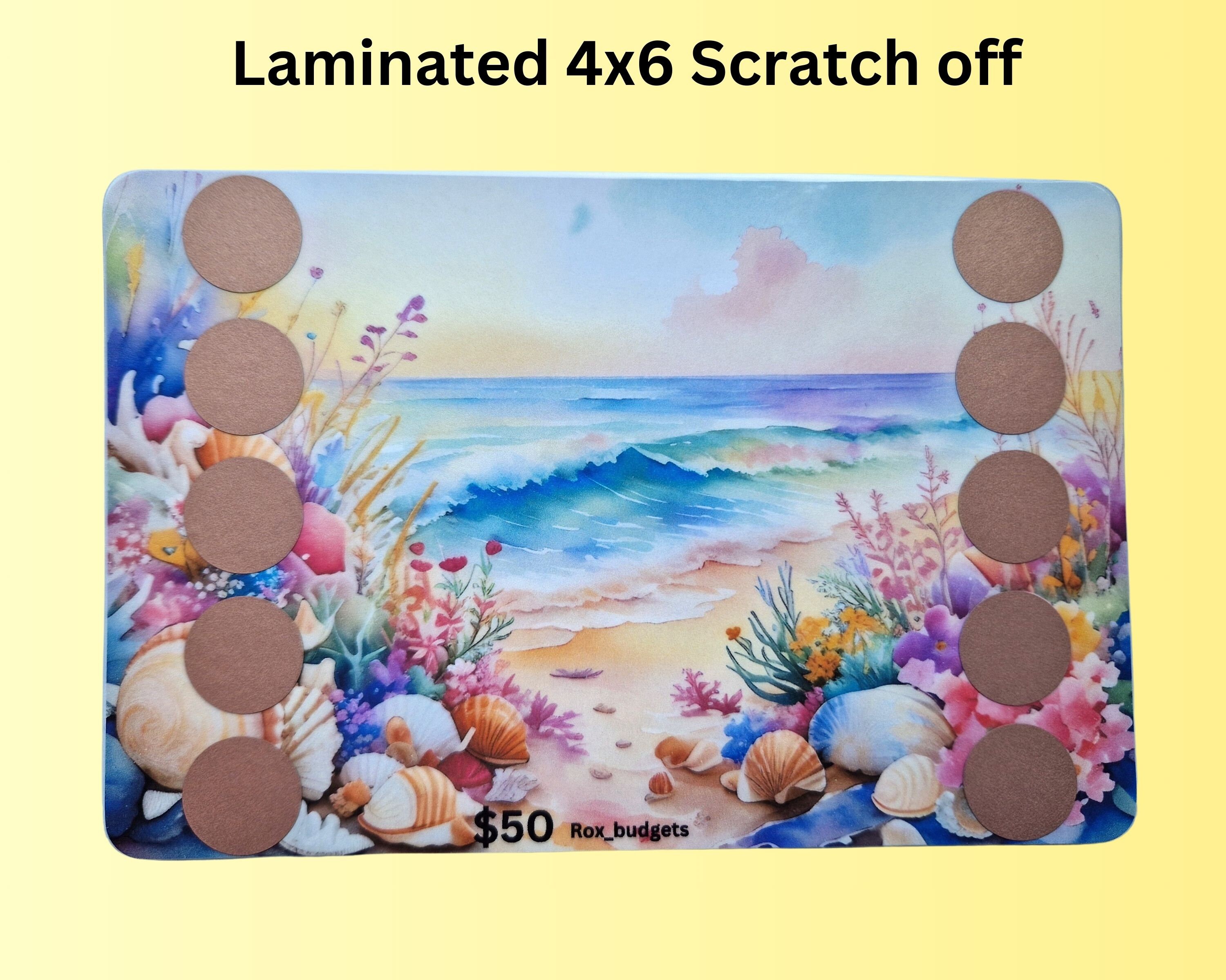 Serene Oceanside Beach Summer Scratch off Savings Challenge 4x6 ...