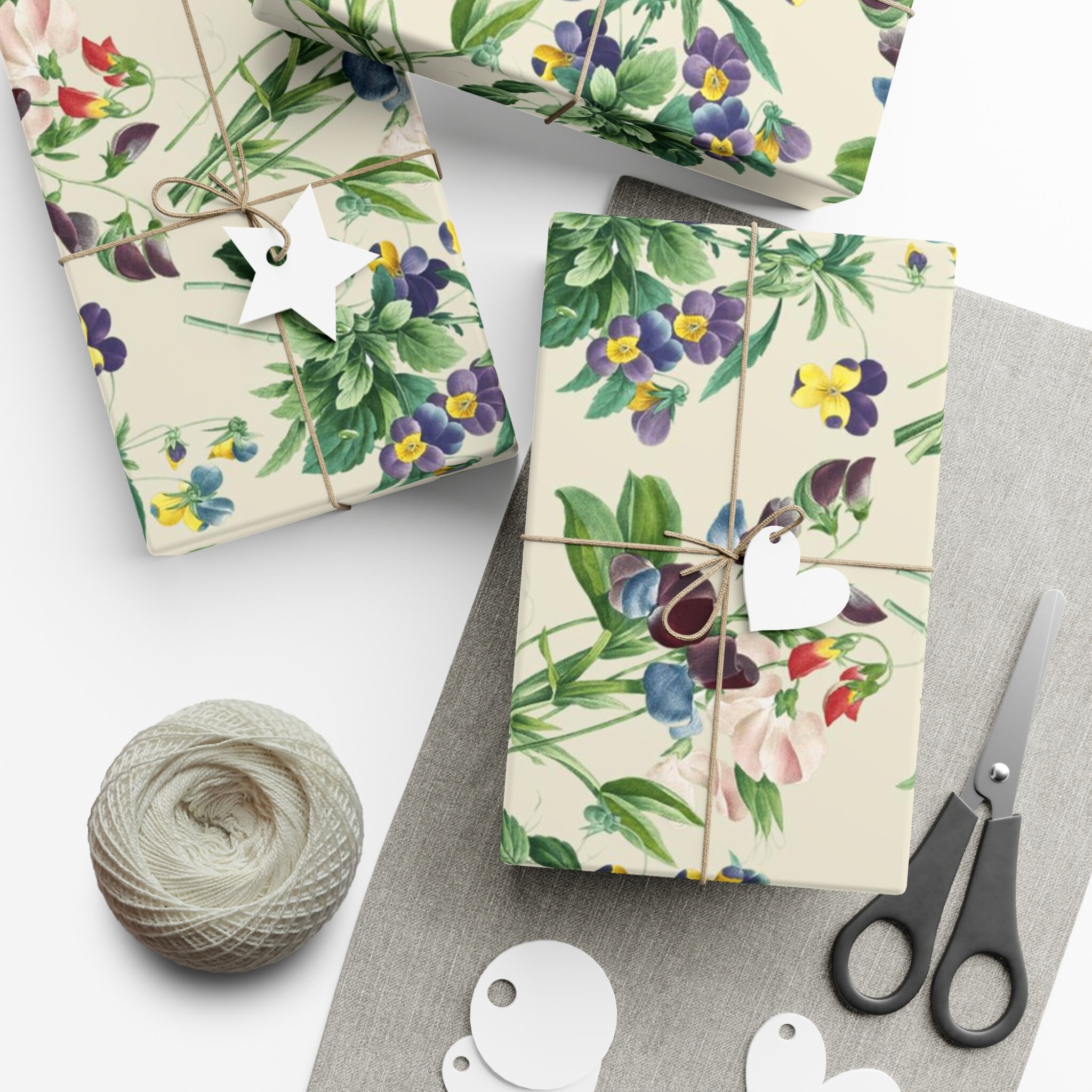 Gift Wrap Paper Floral Pansy Bouquet Wrapping Gift Paper Chinoiserie ...
