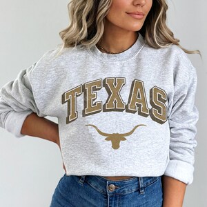 Texas Shirt Western Long Horn Shirt Sweatshirt Preppy Unisex Crewneck ...