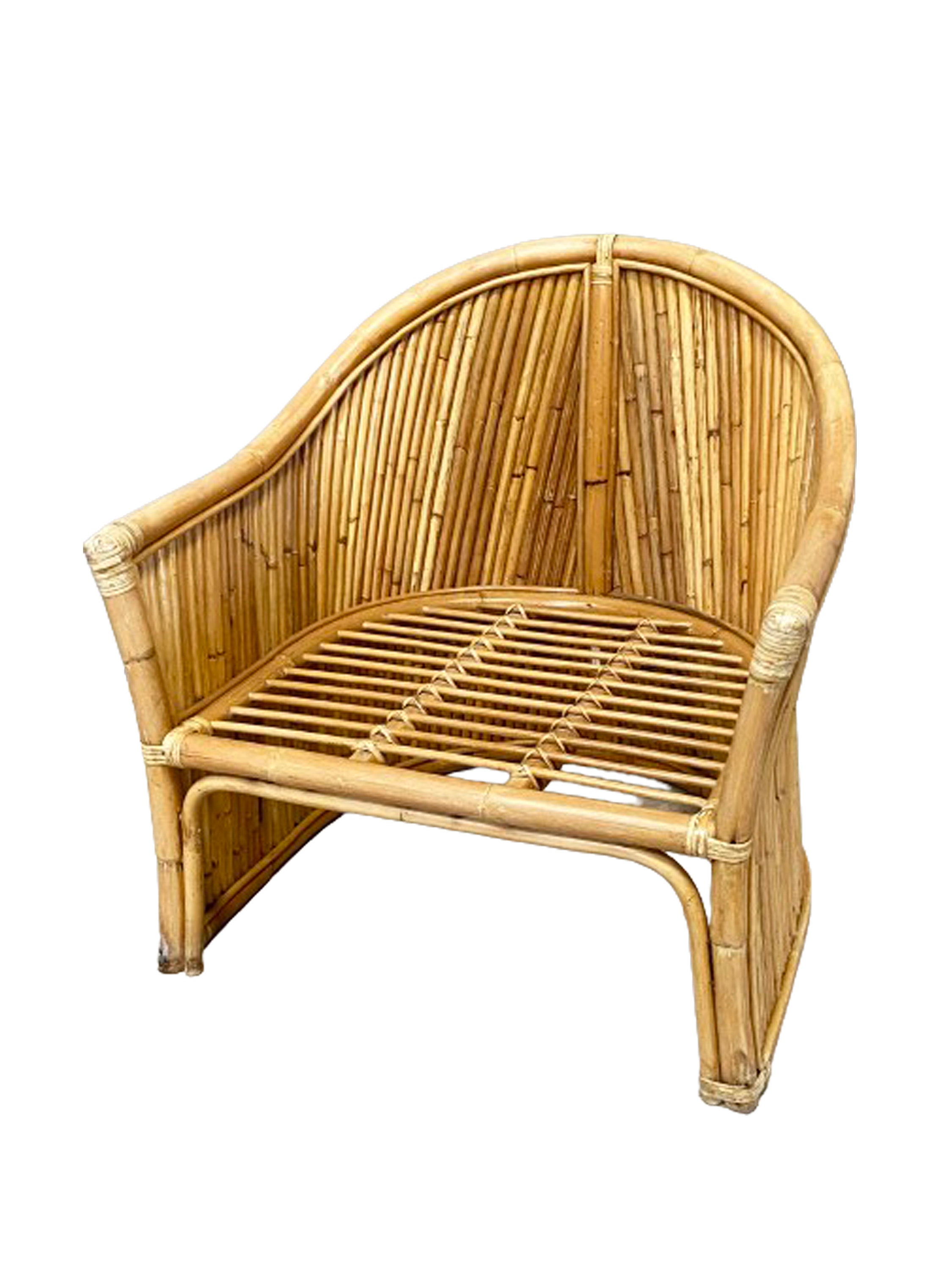 Split Reed Rattan Club Chair in the Manner of Gabriella Crespi - Etsy