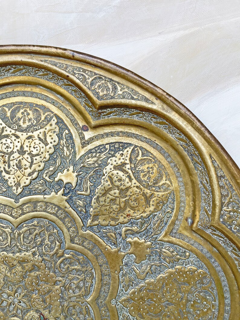 Antique Brass Persian Tray Arabic Design Servin Bar Tray Moroccan Old ...