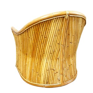 Split Reed Rattan Club Chair in the Manner of Gabriella Crespi Bamboo ...