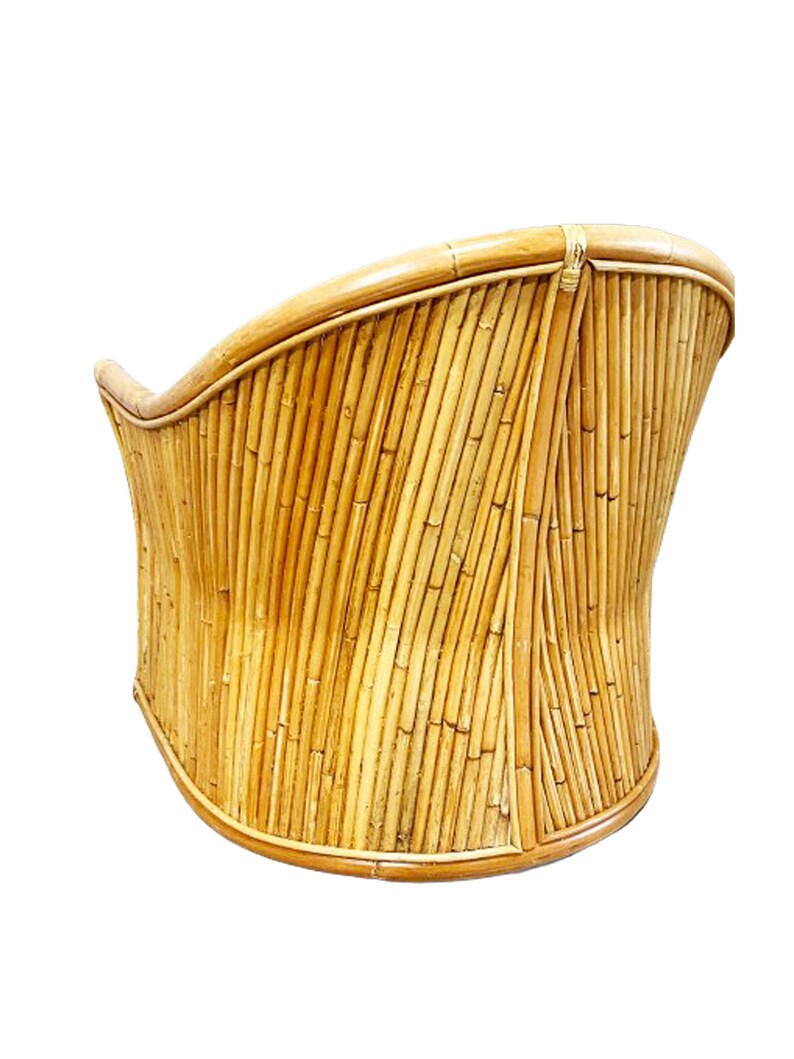 Split Reed Rattan Club Chair in the Manner of Gabriella Crespi Bamboo ...