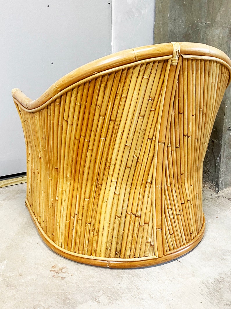 Split Reed Rattan Club Chair in the Manner of Gabriella Crespi - Etsy