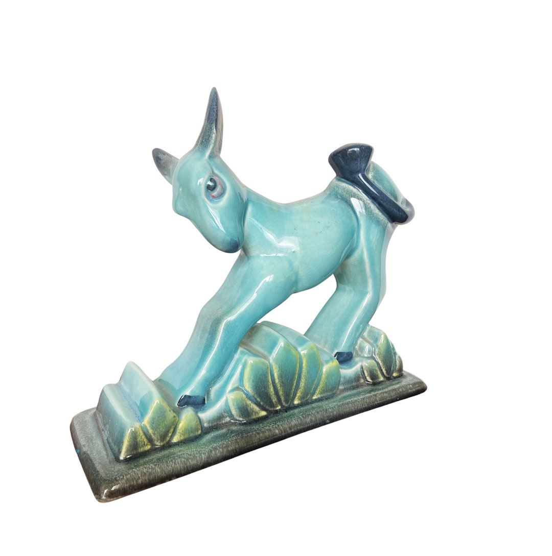 Vintage Mid Century Modern Art Deco Donkey Figurine Porcelain Ceramic ...