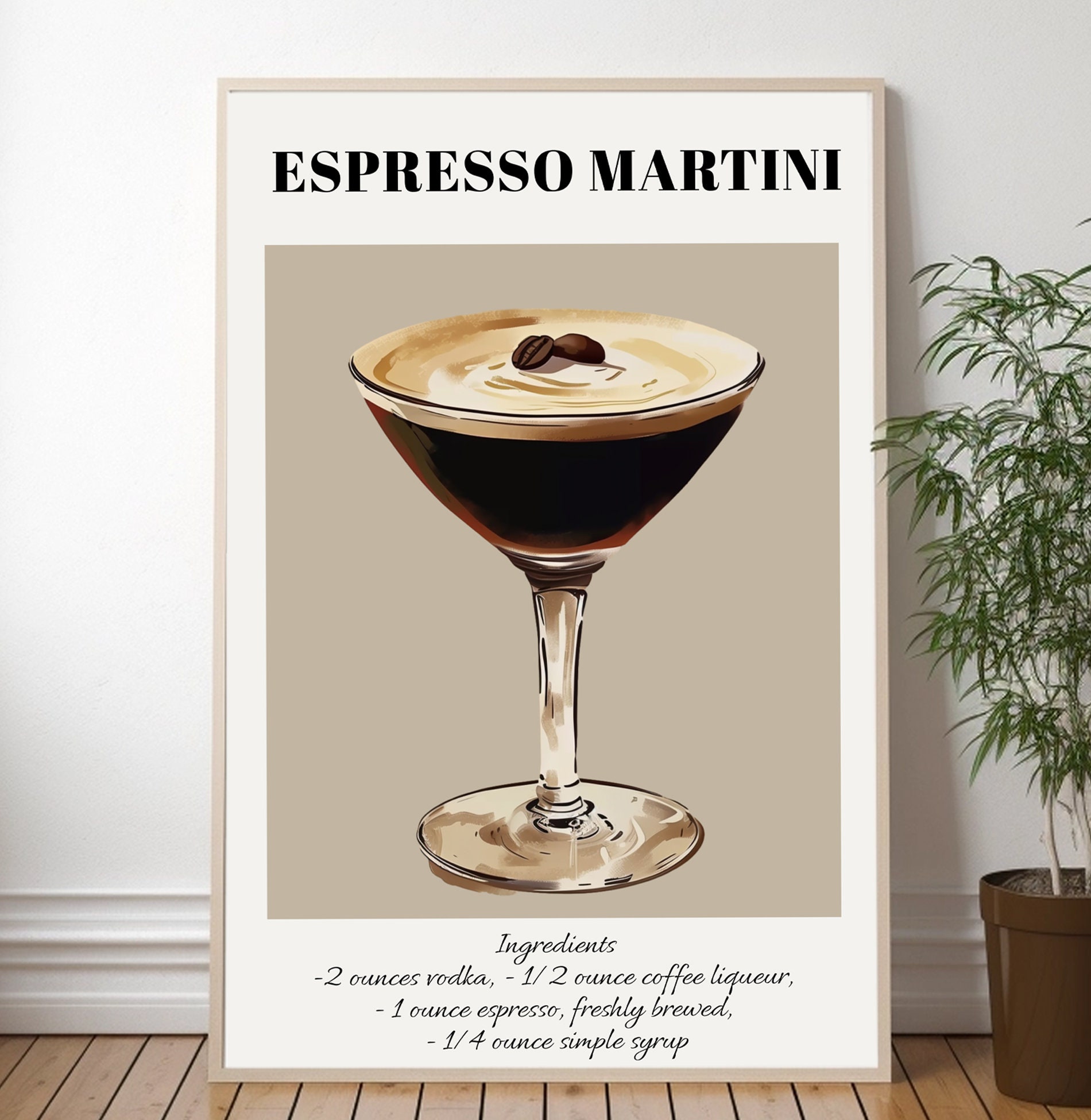 Espresso Martini Cocktail Print: Bar Cart Art, Kitchen Alcohol Sign - Etsy