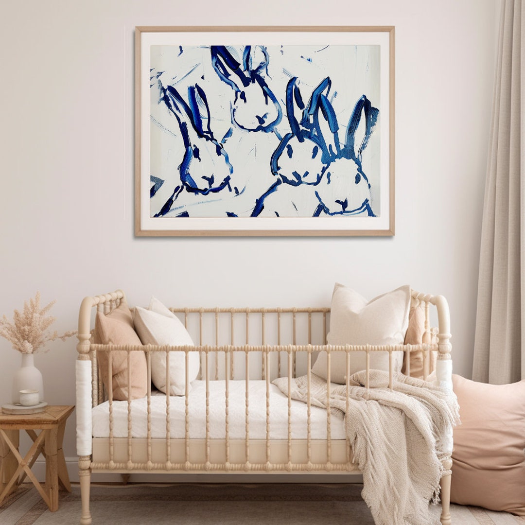 Bunny Modern Art Print Fine Art Ink Simple Brush Strokes of an Adorable ...