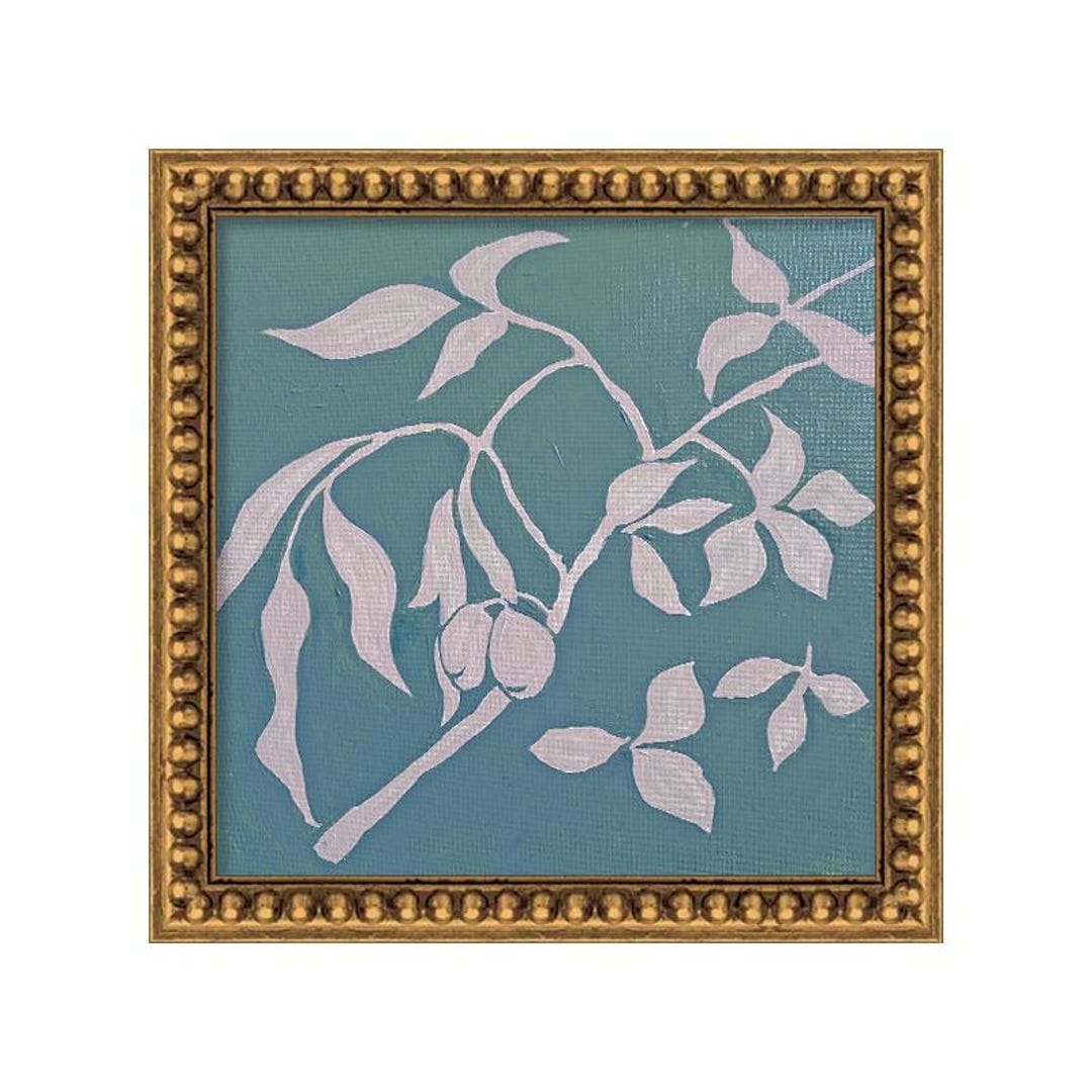 Olive Branch Bloom – Original Acrylic Botanical Painting in Gold Frame ...