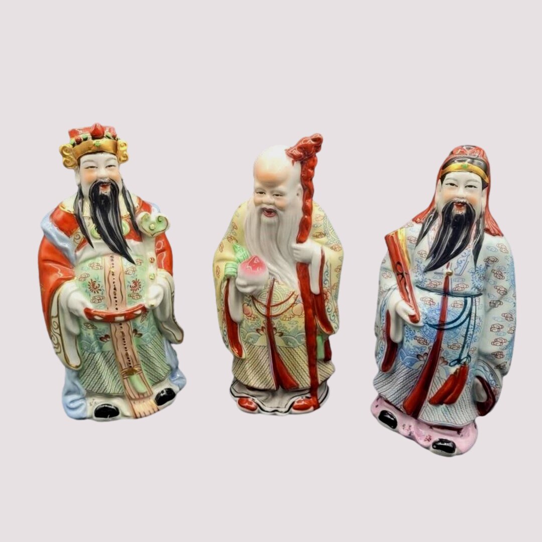 Set Chinese Gods Porcelain Figurine of Shou Lao Immortal, God of ...