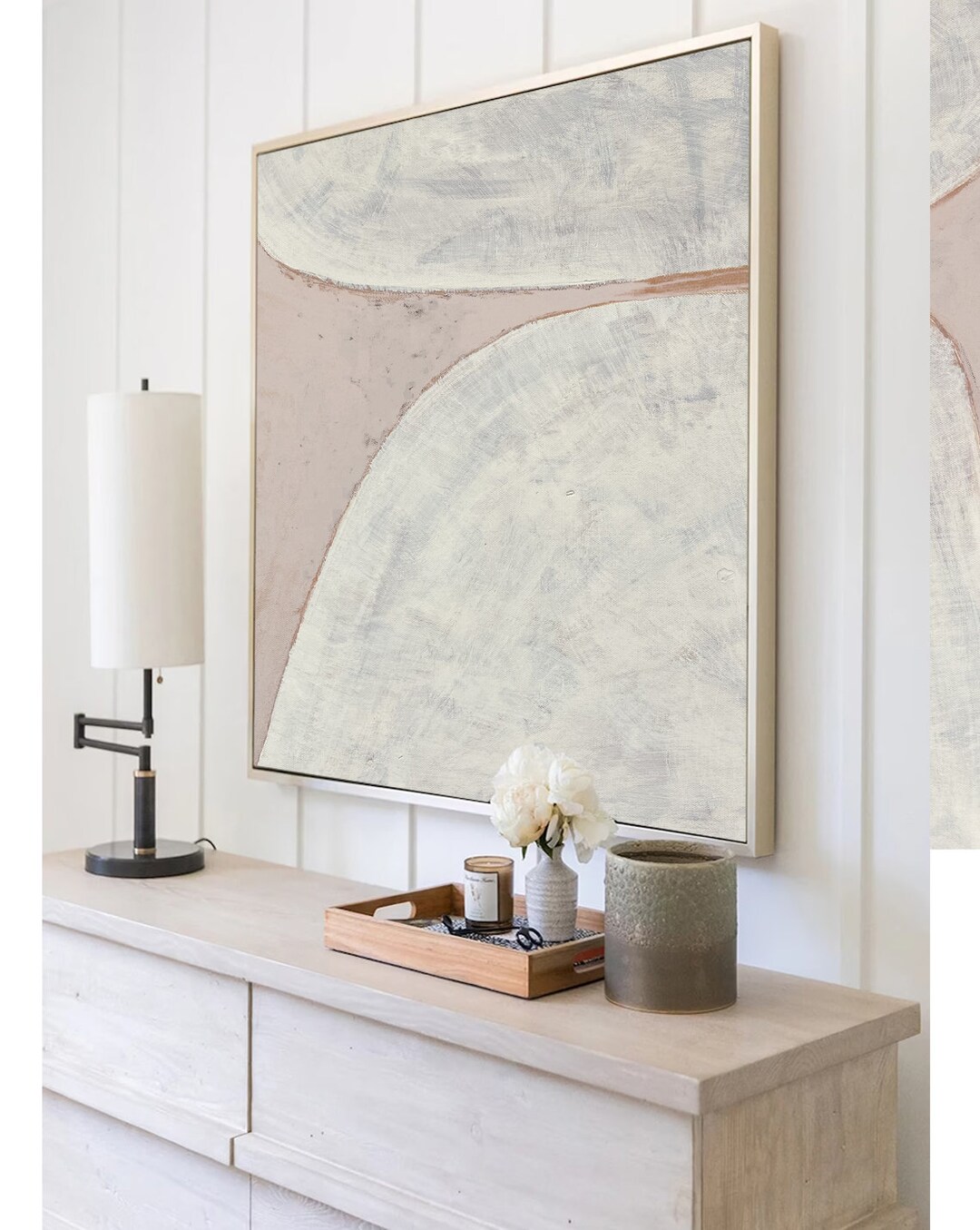 Fine Boho Abstract Art Painting Beige Pastel Showcase at Palm Beach ...