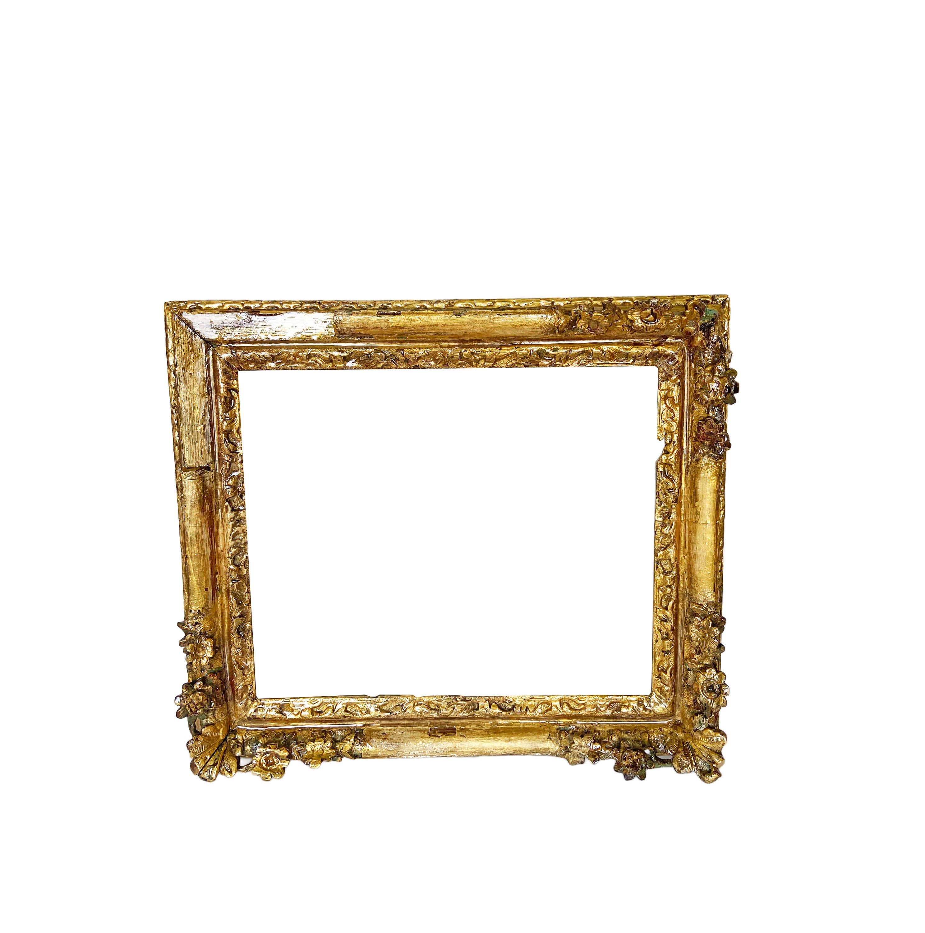 Antique French 1769's Gold Frame Regency Carved Wood Gilded Flowers ...