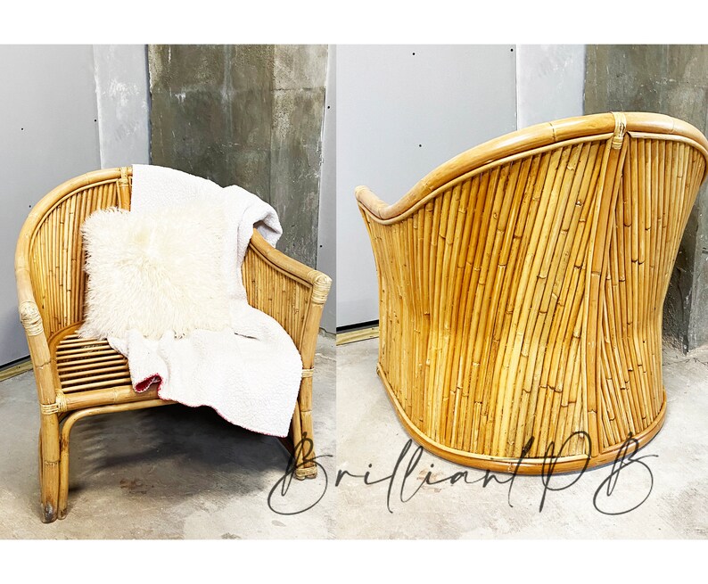 Split Reed Rattan Club Chair in the Manner of Gabriella Crespi - Etsy