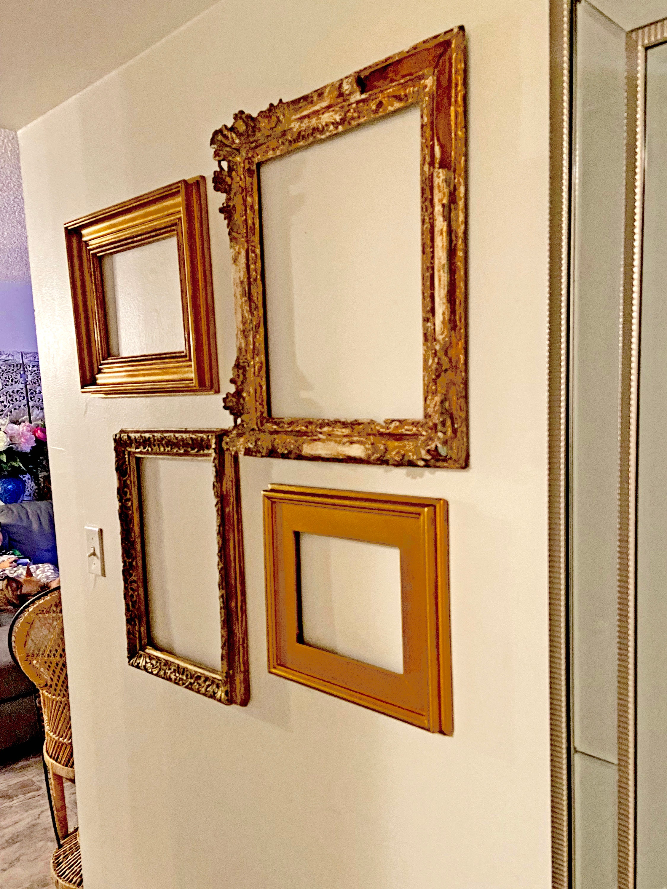 Antique French 1769's Gold Frame Regency Carved Wood Gilded Flowers ...