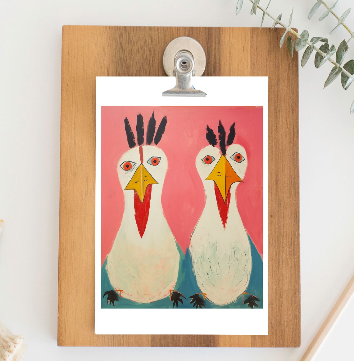 Two Silly Birds Art Contemporary Wall Art Greek Modern Kitchen Art ...
