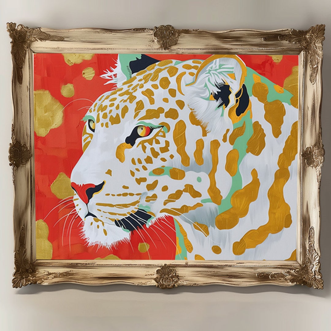 Cheetah Art Print: Chinoiserie Palm, Exotic Cat Watercolor - Etsy