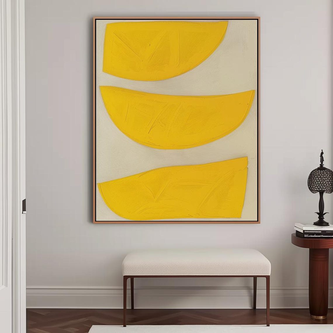 Abstract Yellow Acrylic Painting: Large Textured Art on Stretched ...