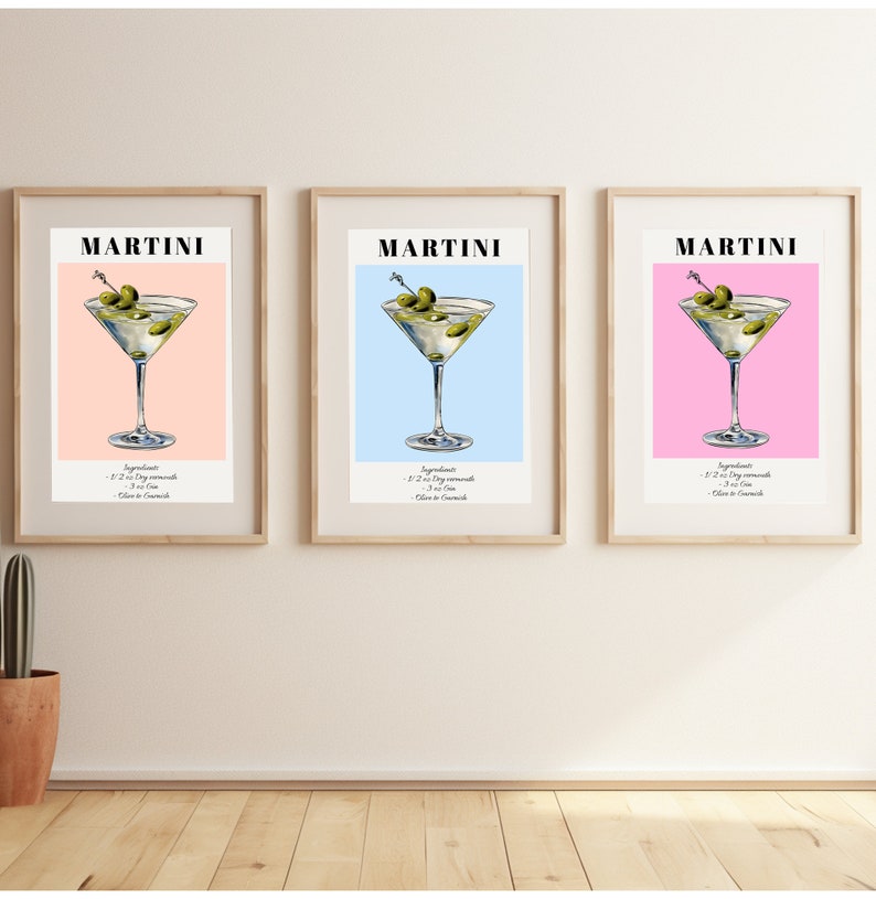 Martini Cocktail Art Print: Classic Bar Cart Decor - Etsy