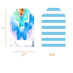 Printable Gift Tag Downloadable Watercolor Blue Ikat Tie Dye Colors ...