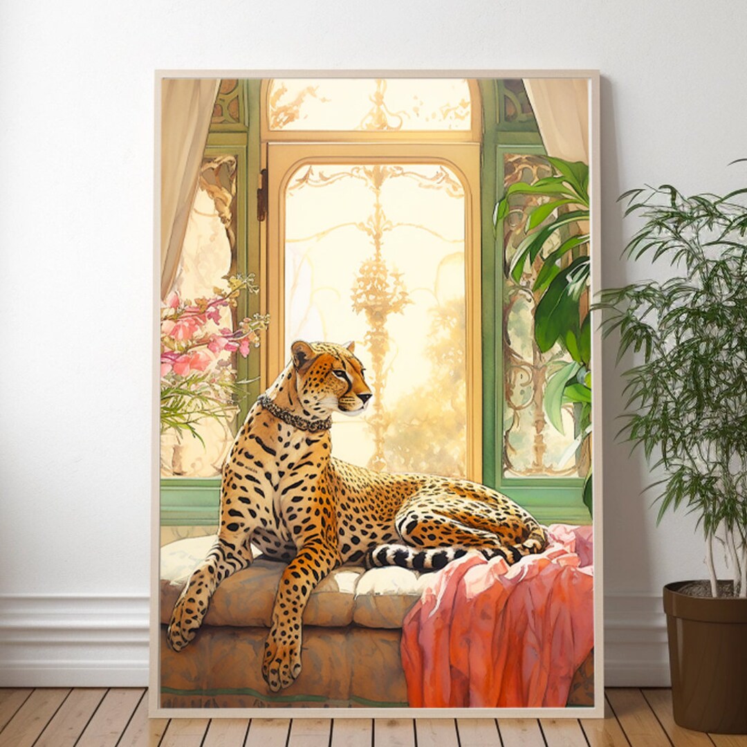 Cheetah Chinoiserie Art Print: Vintage Asian Decor - Etsy