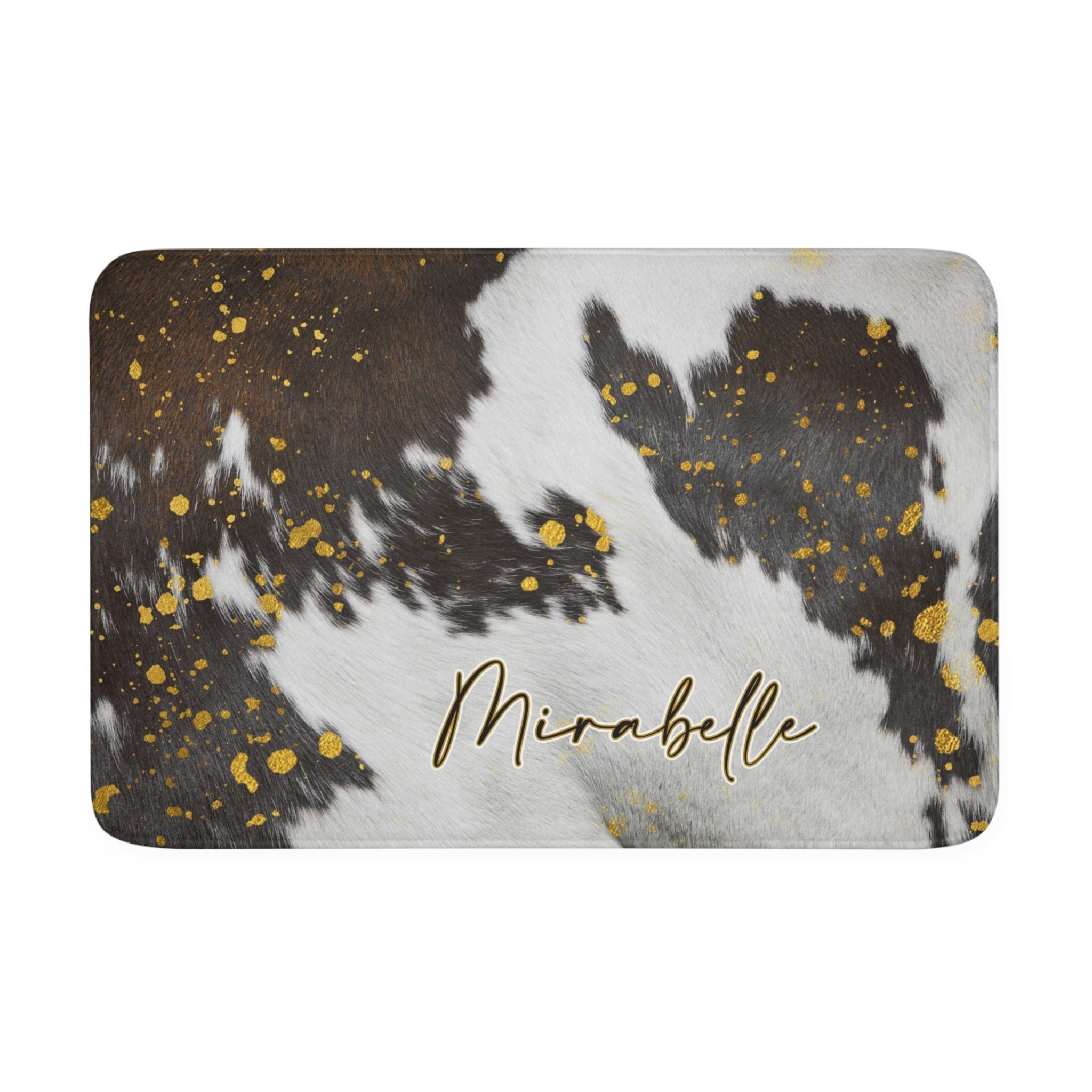 Bathroom Rug Cow Hide Print Personalized With Name Pattern - Etsy