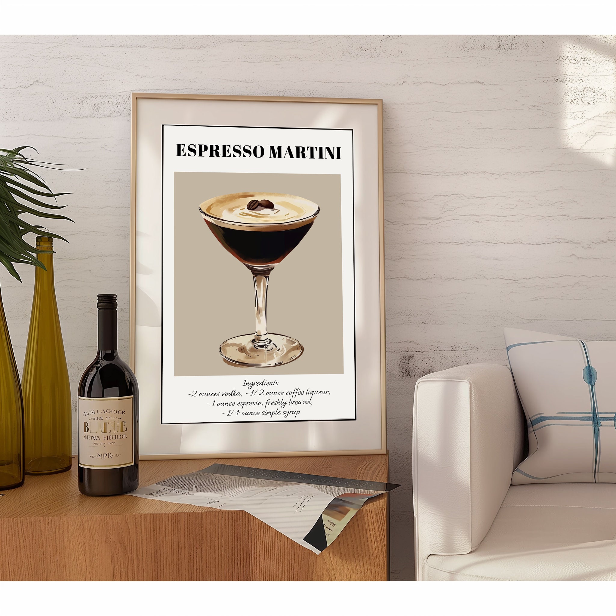 Espresso Martini Cocktail Print: Bar Cart Art, Kitchen Alcohol Sign - Etsy