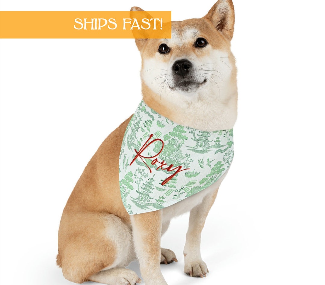 Personalized Name Pet Bandana Collar Chinoiserie Preppy - Etsy