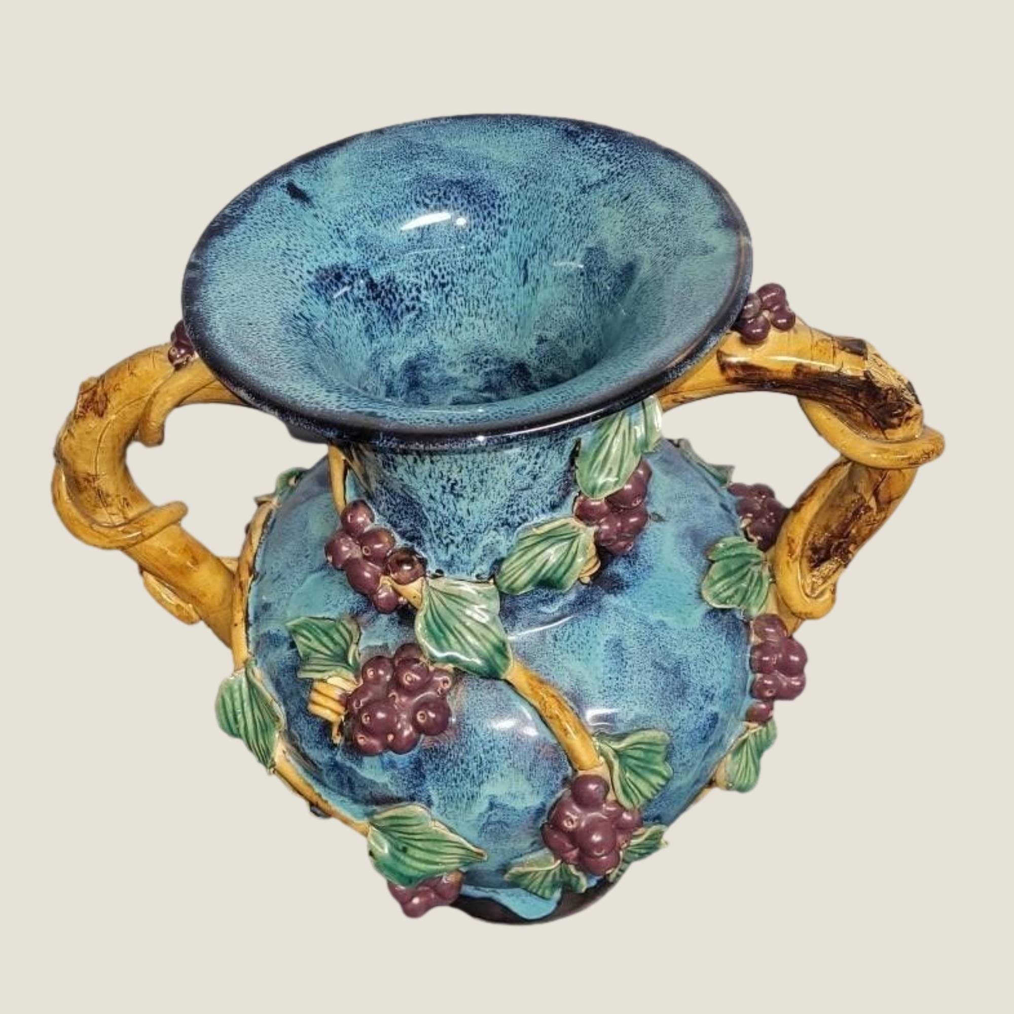 Vintage Majolica Vase Majestic Majolica Handmade Grapes Pottery Italian ...