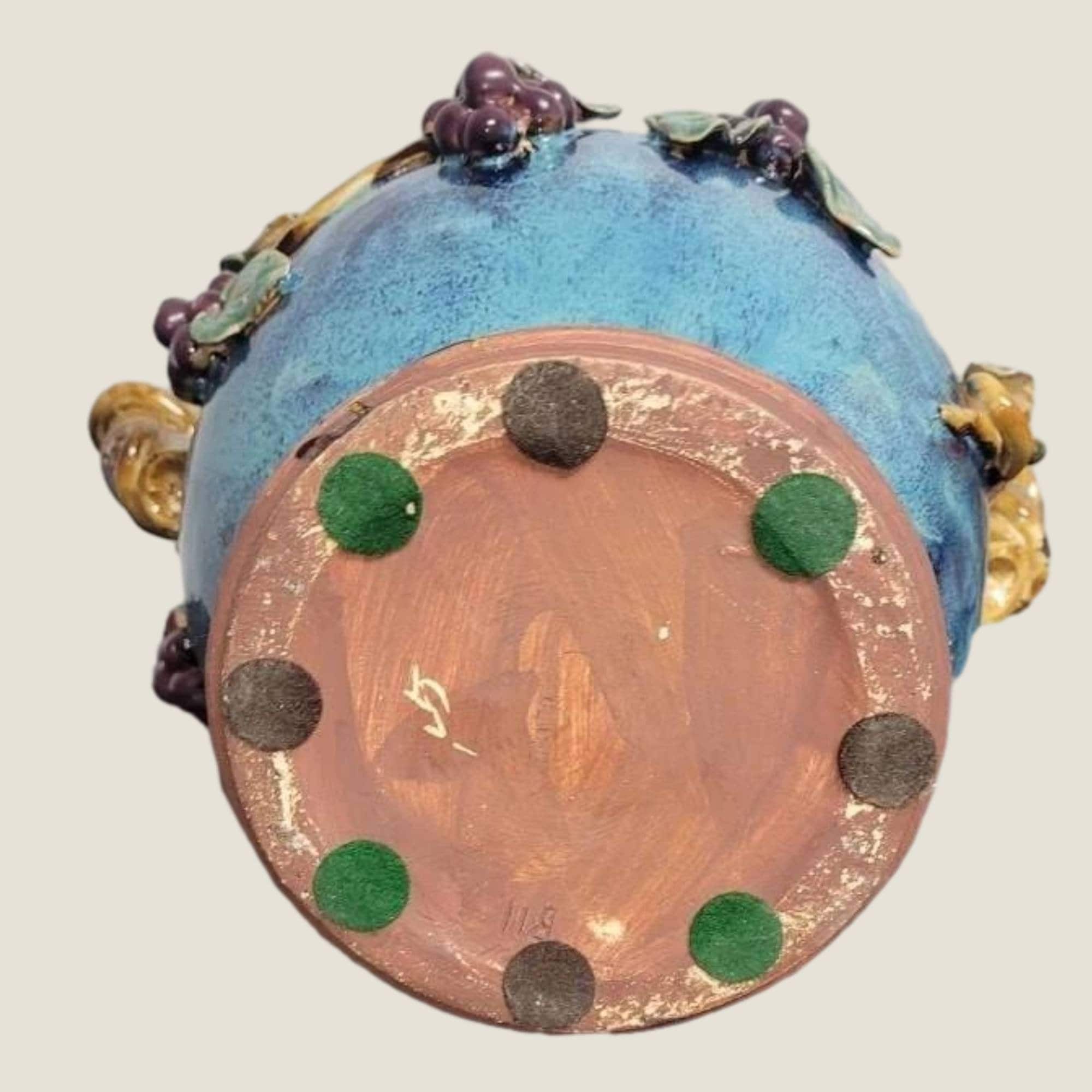 Vintage Majolica Vase Majestic Majolica Handmade Grapes Pottery Italian ...