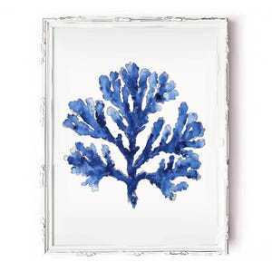 Blue Coral Art Print: Coastal Chinoiserie Watercolor Seascape - Etsy