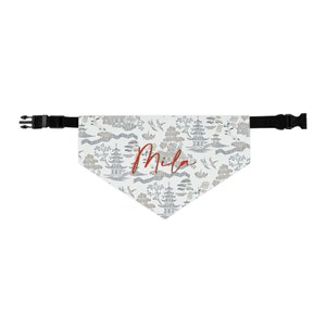 Personalized Name Pet Bandana Collar Chinoiserie Preppy Bandana Pagoda Pattern Ginger Jar Design ...