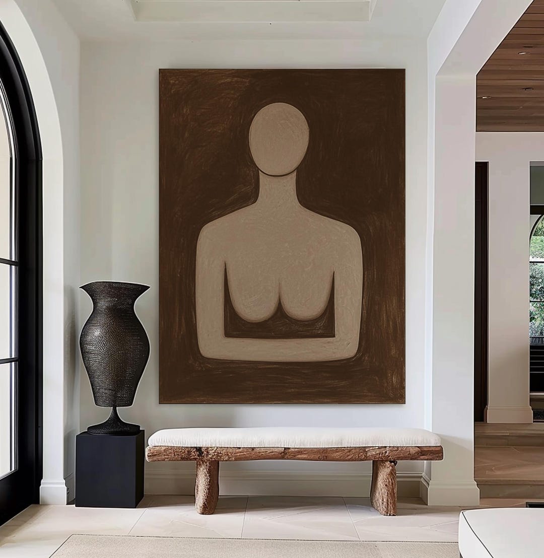 Faceless Woman Face Modern Painting Textured Organic Abstract Painting ...