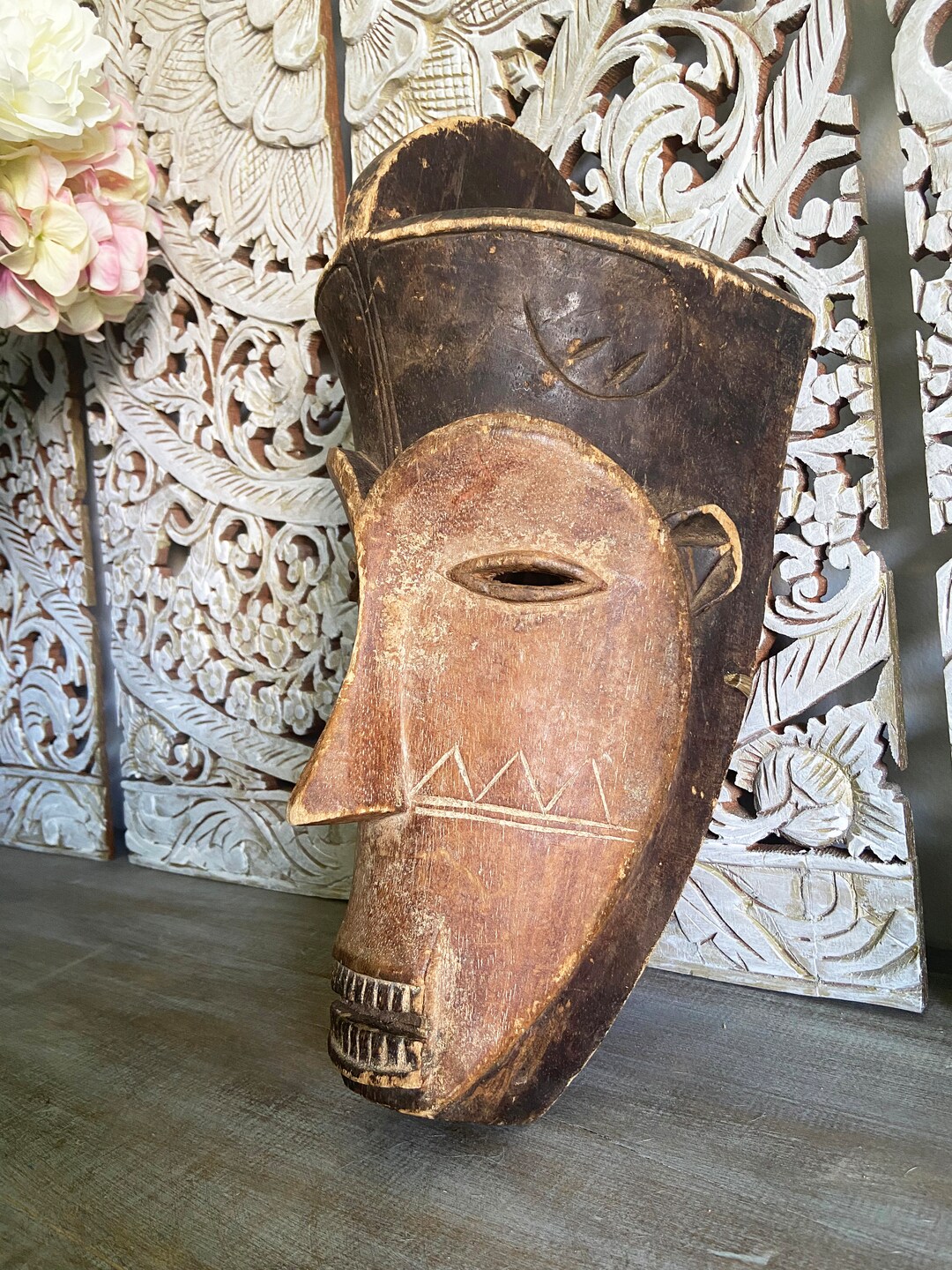 African Mask Authentic Songye Kifwebe Wooden Bird Mask Vintage 1960's ...