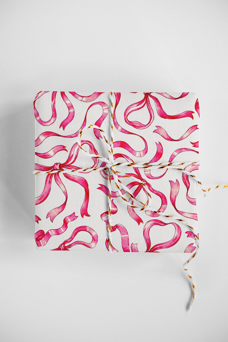 Gift Wrap Paper Ribbon Bows Pink Blue Colors Wrap Preppy Chinoiserie ...