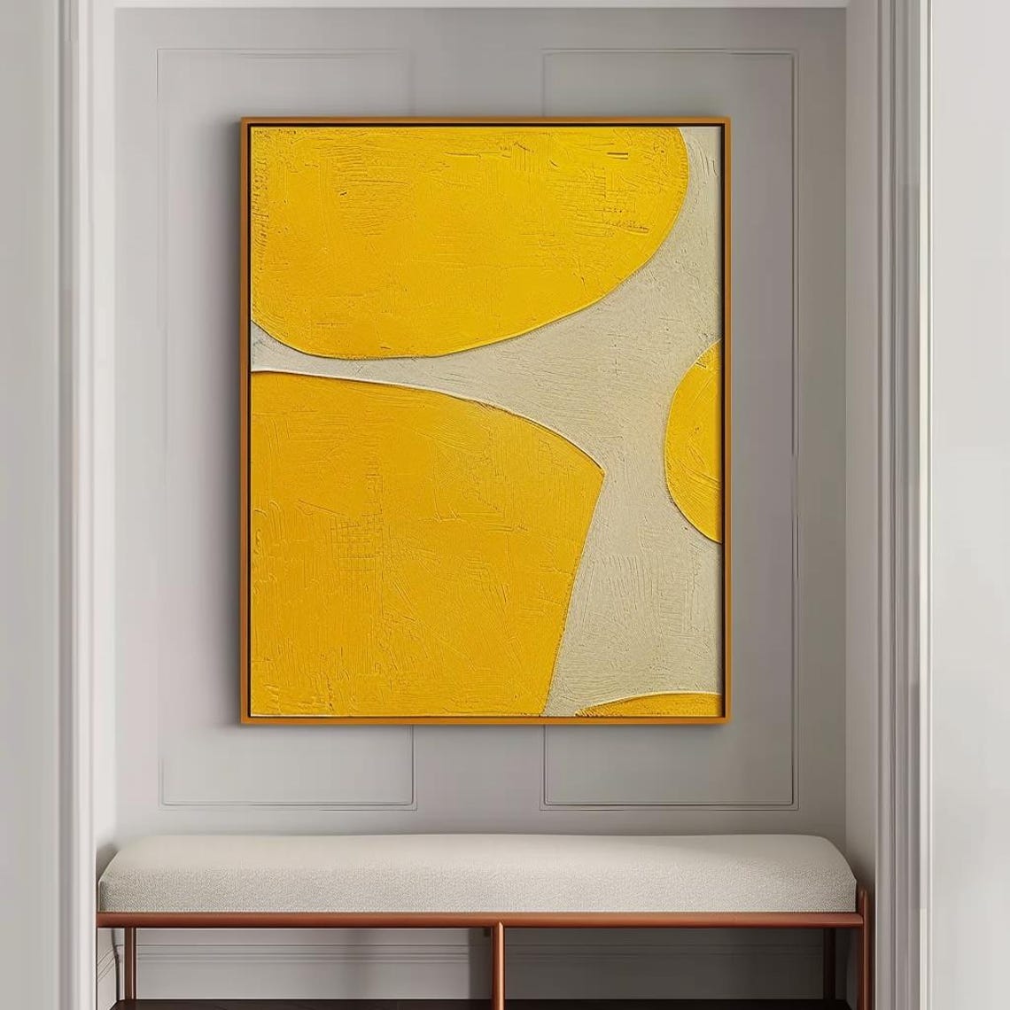 Abstract Yellow Acrylic Painting: Textured Original Art on Stretched ...