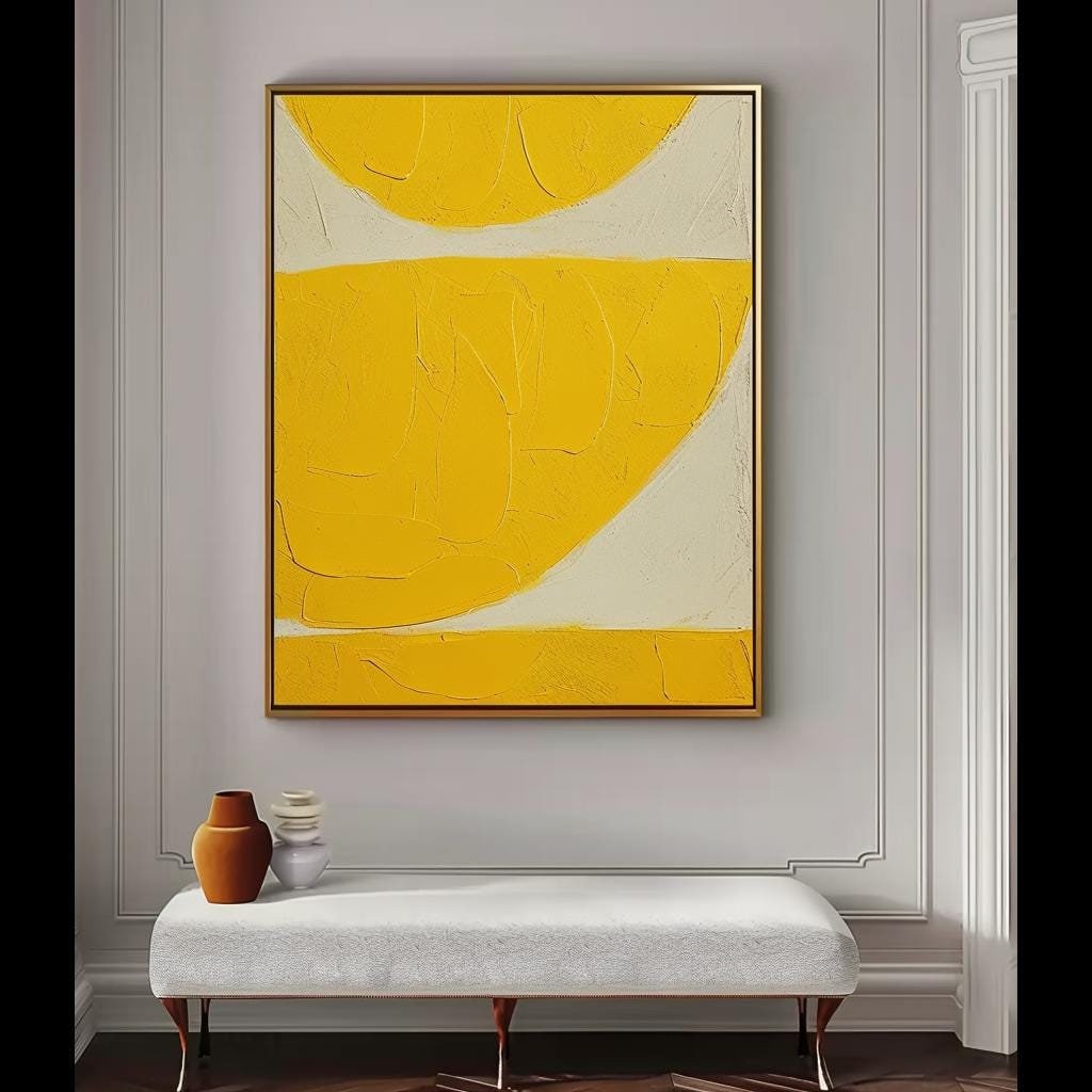 Abstract Yellow Textured Acrylic Painting on Stretched Canvas - Etsy