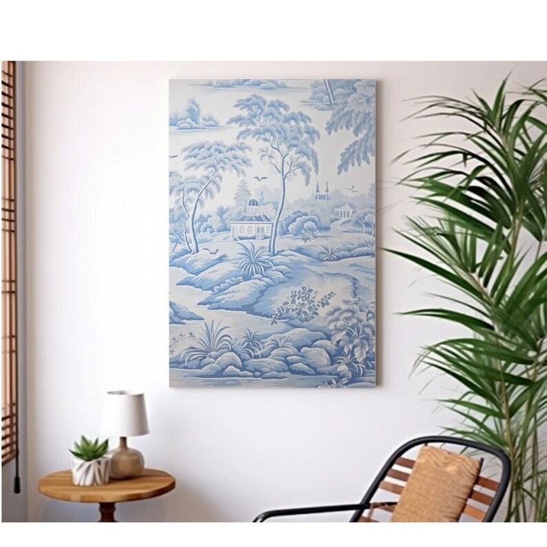 Wall Art Chinoiserie Blue and White Asian Art Handmade Wall Panels ...