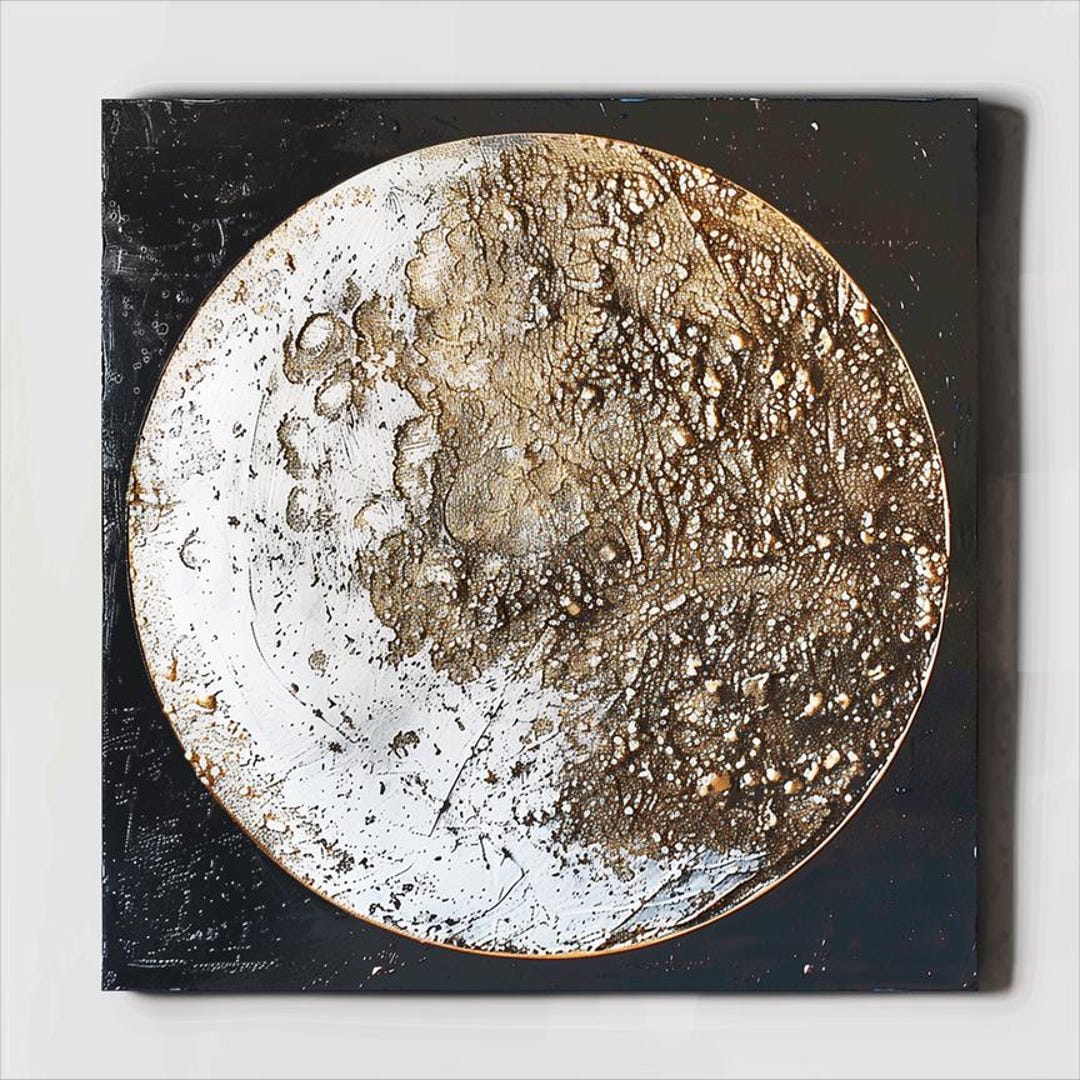 Moon Art Modern Painting Textured Gold Resin Art Abstract Art Painting ...