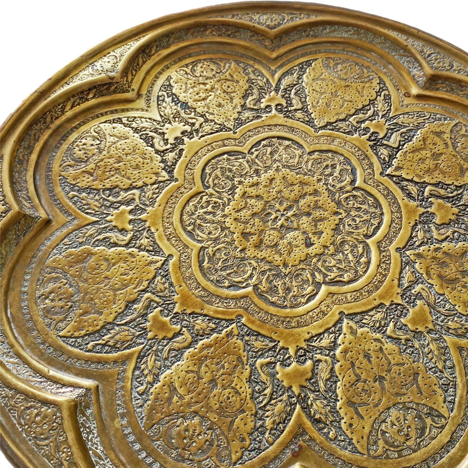 Antique Brass Persian Tray Arabic Design Servin Bar Tray Moroccan Old ...