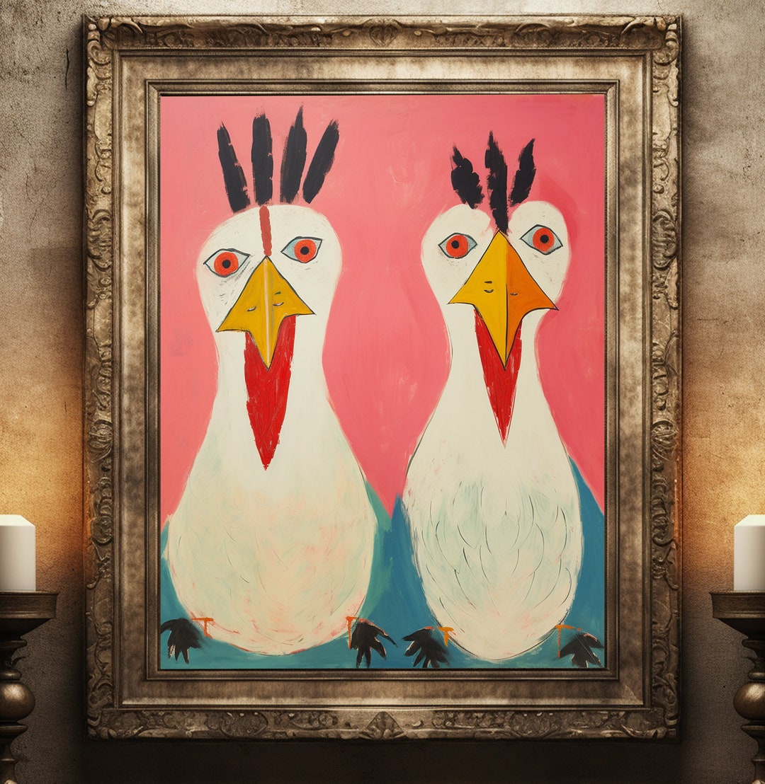 Two Silly Birds Art Contemporary Wall Art Greek Modern Kitchen Art ...