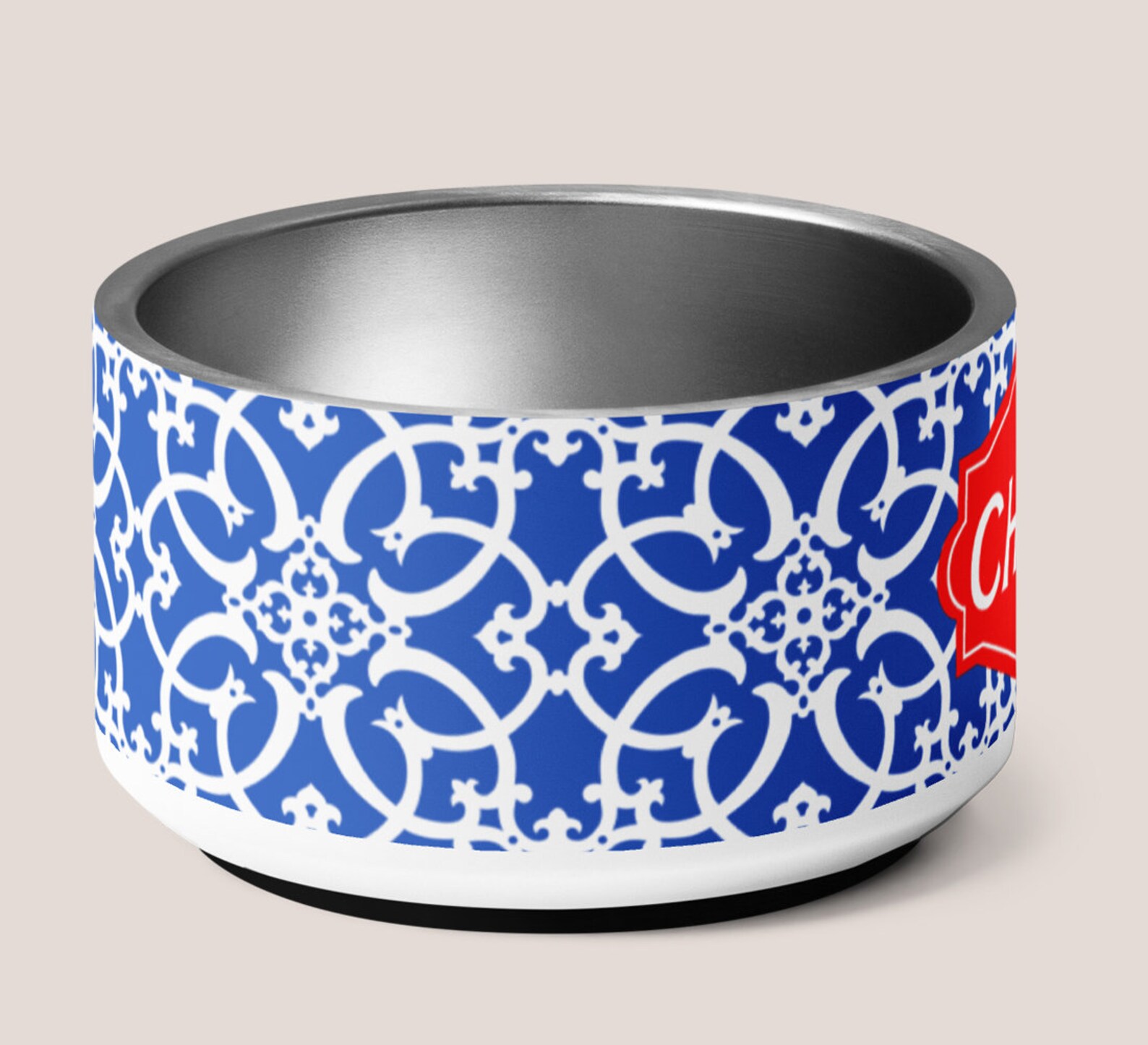 Personalized Dog Bowl Preppy Pattern Custom Color Pet Name - Etsy