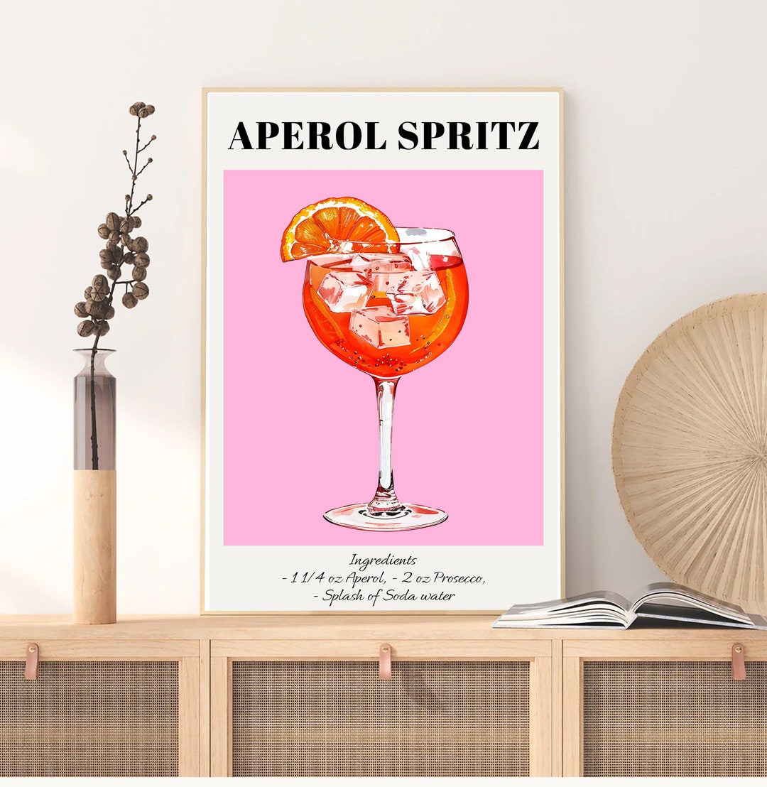 Aperol Spritz Art Print Bar Cart Decor Classic Aperol Spritz Poster ...