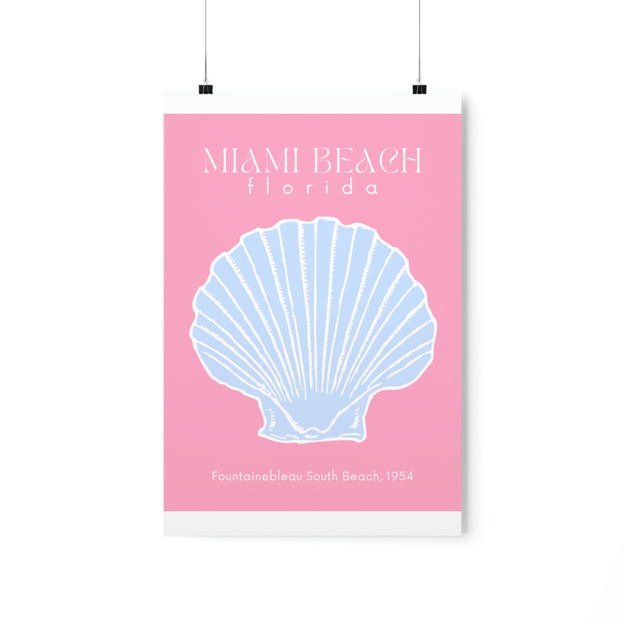 Miami Beach Trendy Girly Poster in Pink and Blue Miami Wall - Etsy