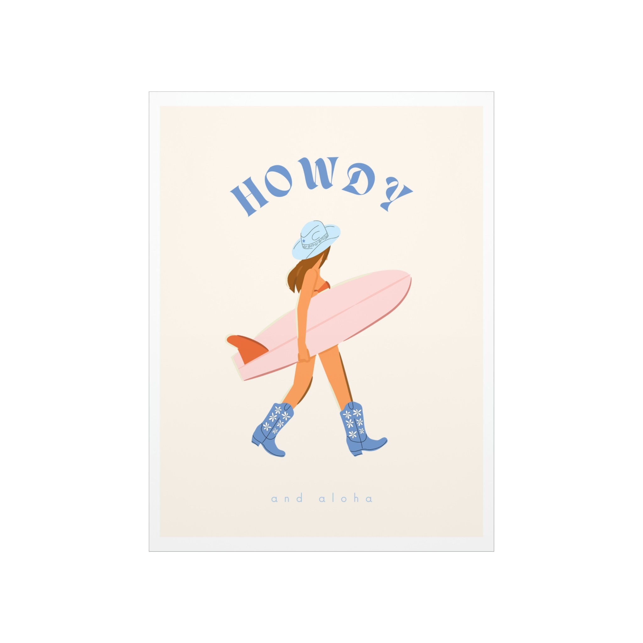 Howdy and Aloha Cowgirl Surf Girl Poster - Etsy