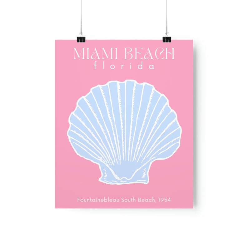 Miami Beach Trendy Girly Poster in Pink and Blue Miami Wall - Etsy