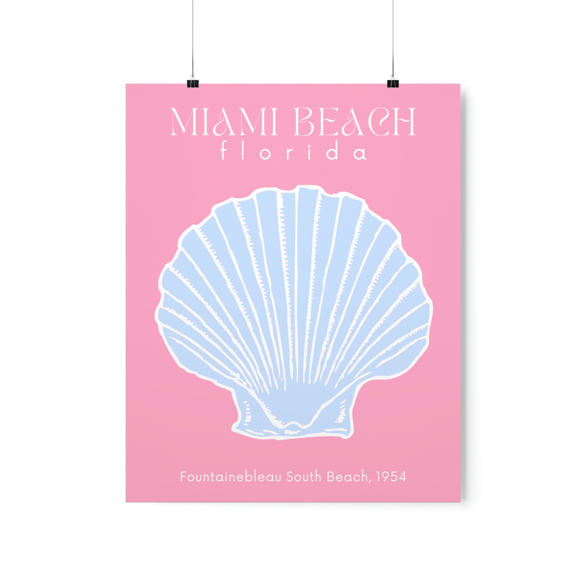 Miami Beach Trendy Girly Poster in Pink and Blue Miami Wall - Etsy