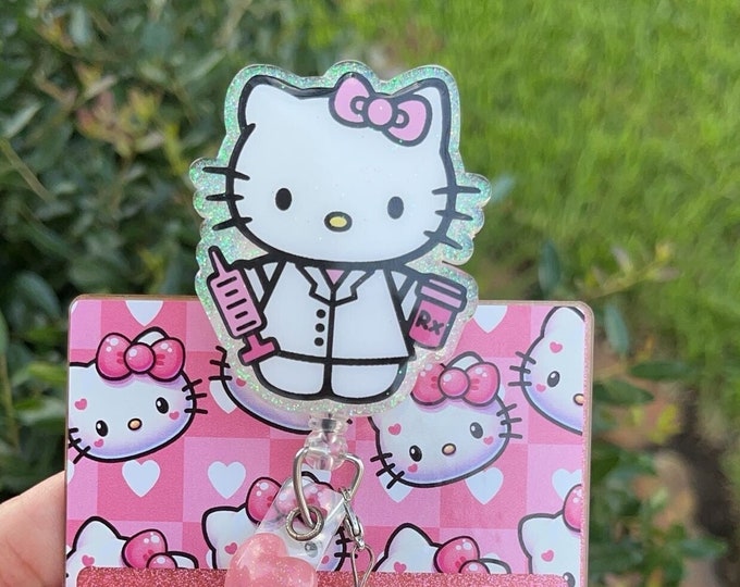 Cute Kitty Retractable Badge Reel Set | Badge Reel Badge Buddy Set ...