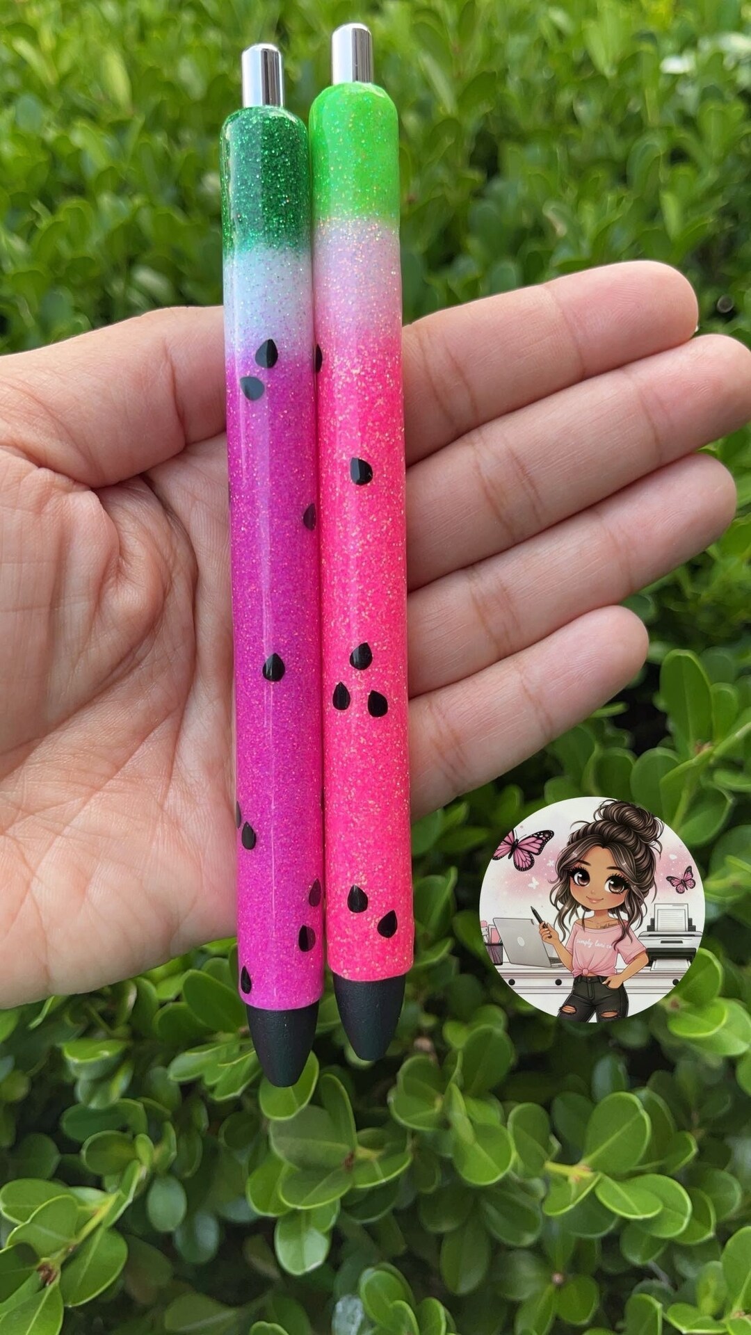 Watermelon Glitter Pen, Cute, Summer, Personalized, Sweet, Refillable ...