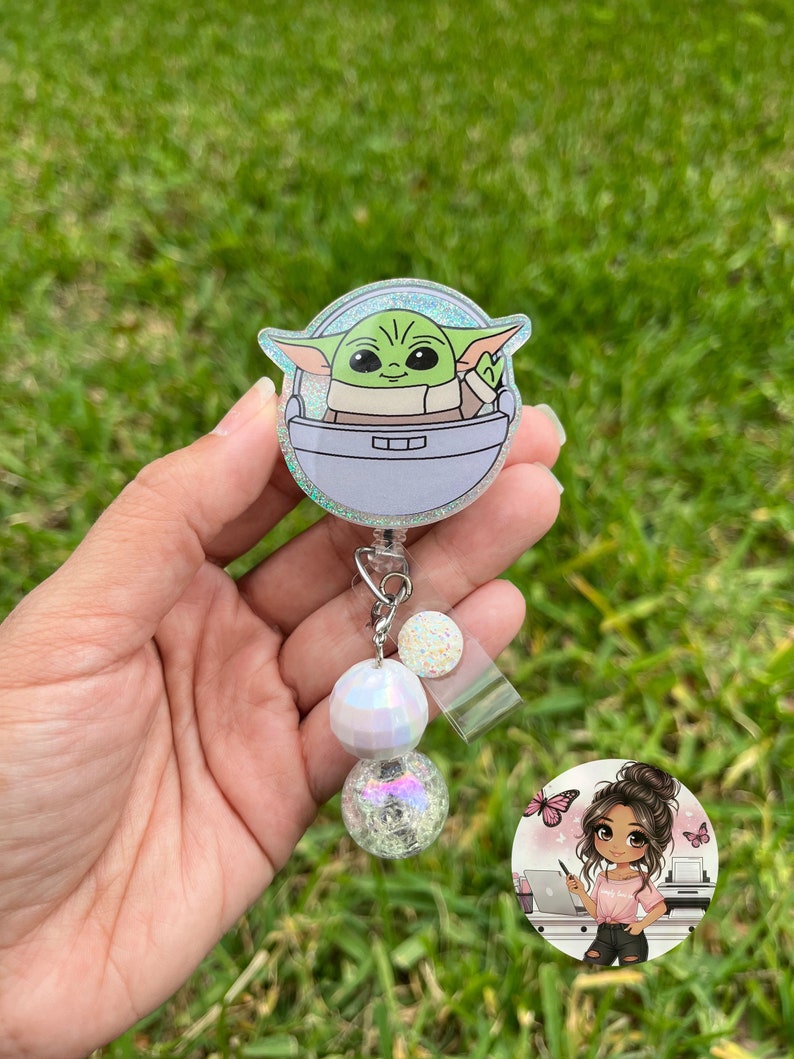 Baby Grogu Badge Reel | Space | ID Holder | Cute| Beads - Etsy