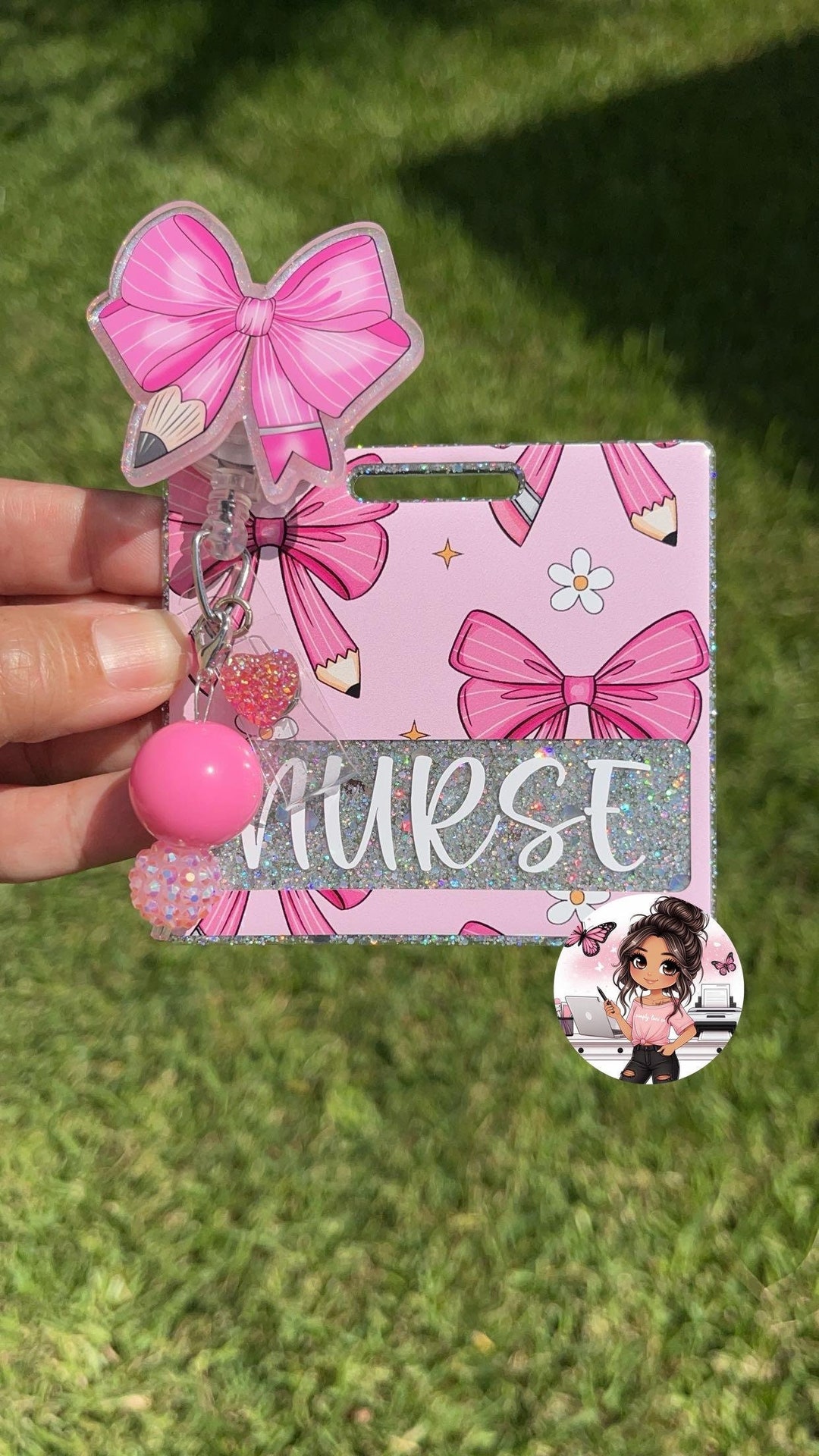 Pink Coquette Pencil Badge Holder, Badge Buddy Set - Etsy